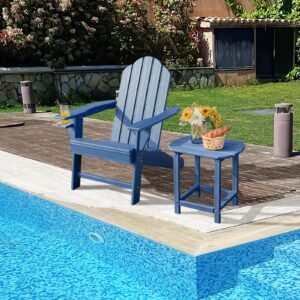 Giantex Adirondack Chair, HDPE All-Weather Patio Chair with Built-in Cup Holder, Outside Composite Chairs, Lawn Chair for Campfire, Deck, Garden, Yard, Balcony, Outdoor Fire Pit Chairs (4, Navy)