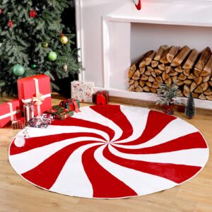 moucuny christmas round rug large christmas area rug washable christmas rug runner non slip rug carpet for xmas holiday entryway living room bedroom indoor decoration(red,lollipop)