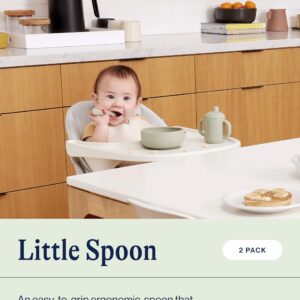 Lalo Little Spoon Set - 2 Piece Baby Spoons Set for Infants & Babies - Made From Food Grade Silicone Dishwasher Safe - Baby Feeding Essentials for Early Stage Mealtime - Blueberry