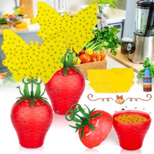 fruit fly trap for indoors,2024 upgrade fruit flies gnat killer with yellow sticky fruit fly traps,safe and non-toxic fruit flies traps,odorless fly insect trap for home,kitchen,plants (red,2 pack)