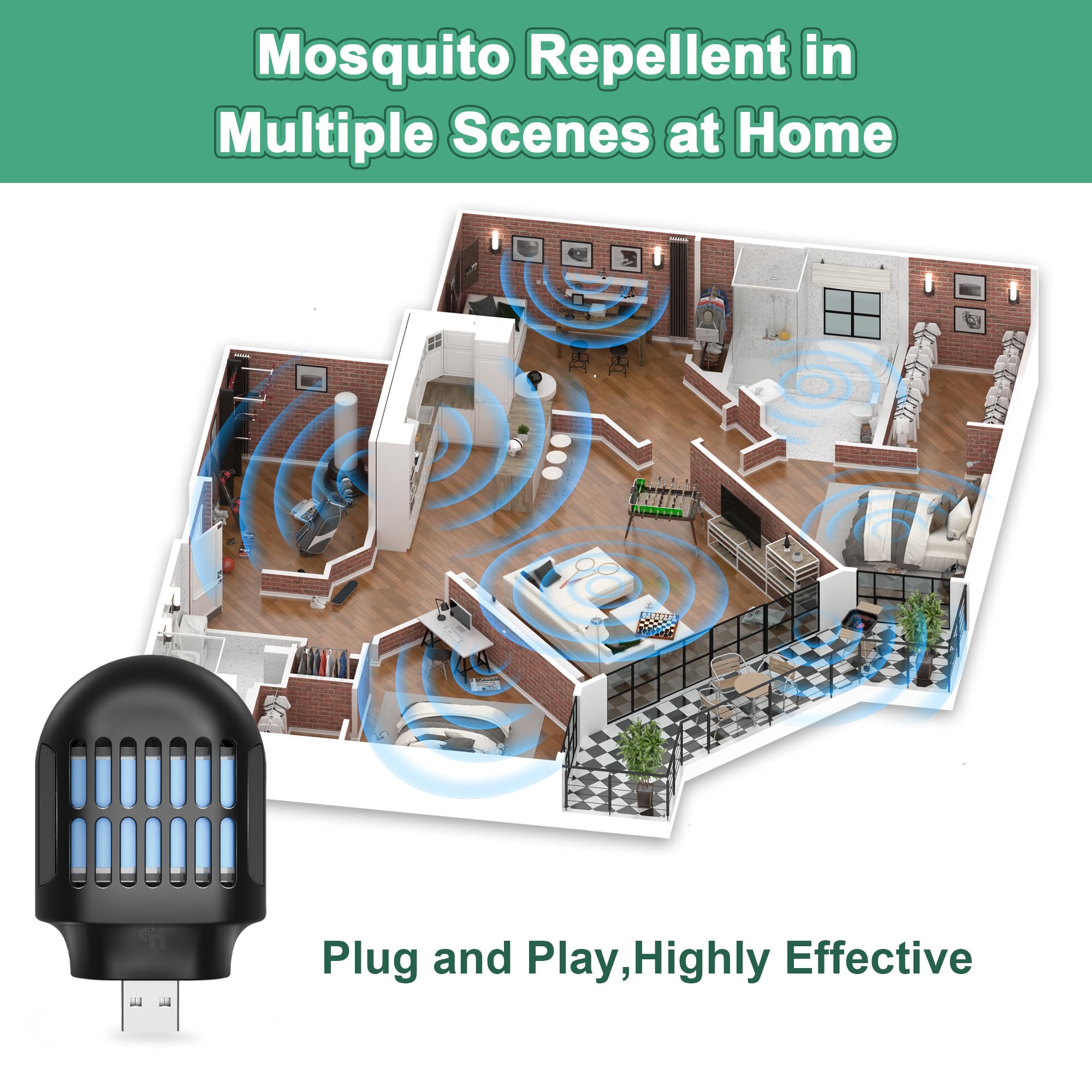 Simashts Mosquito Repellent, Mosquito Repeller Indoor Outdoor USB Powered for Home, Office