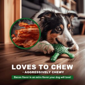 Quizvi Tough Dog Chew Toys for Aggressive Chewers - Durable Nylon Bone, Real Bacon Flavor, Ideal for Large/Medium Breeds, Keeps Dogs Busy, Promotes Dental Health