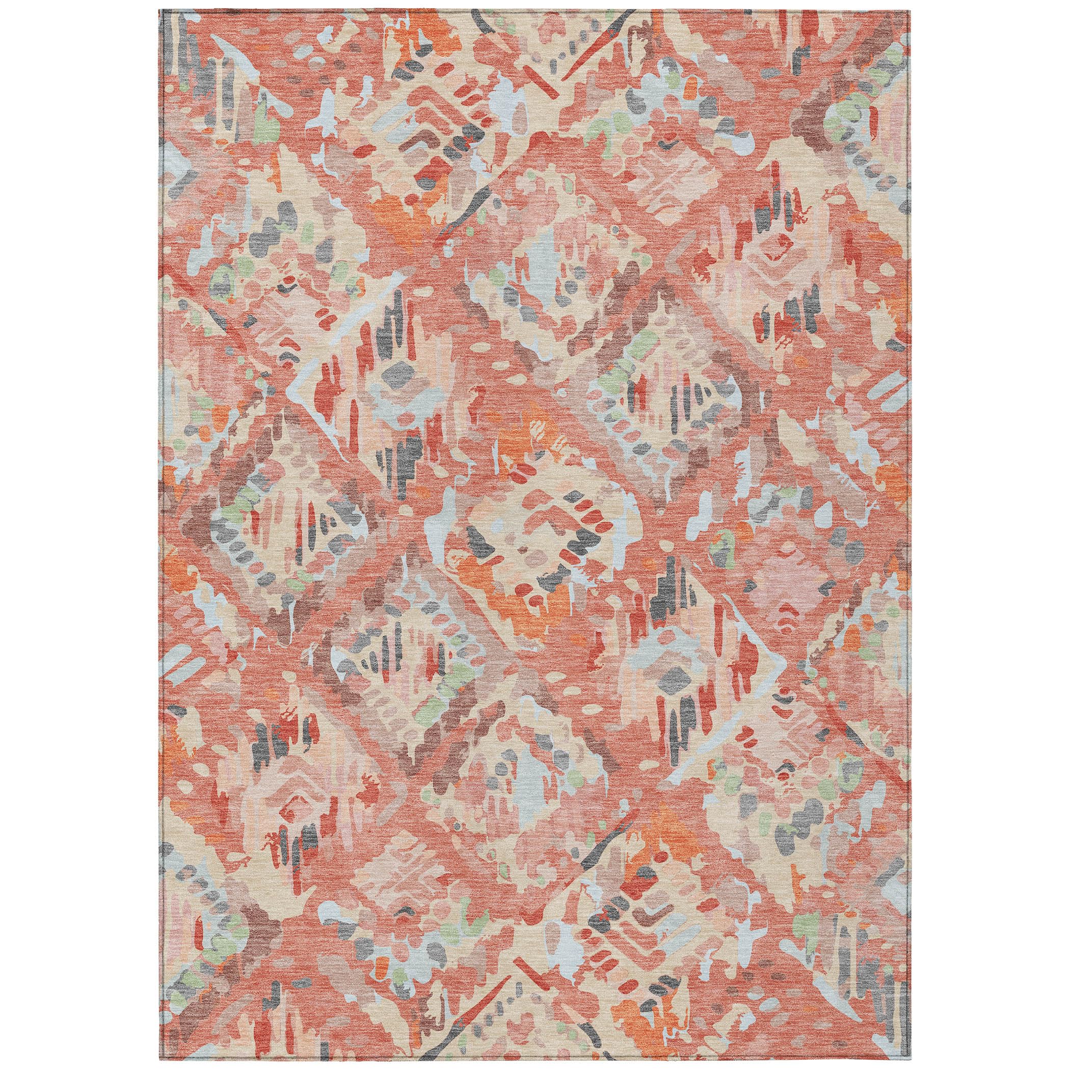 Addison Rugs Chantille ACN1328 Coral 8' x 10' Indoor/Outdoor, Machine Washable, Easy Clean, Non Shedding, Bedroom, Living Room, Dining Room, Kitchen, Patio Rug