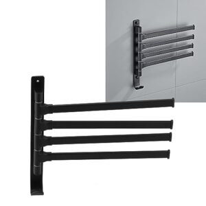 Eurollar Towel Racks for Bathroom, Rotating 4 Poles Towel Rack, Space Aluminum Folding Matte Black Finish, Wall Mount Rotatable Bath Towel Hanger, for Bathroom, Kitchen, Hotel