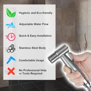 Handheld Bidet Sprayer for Toilet Handheld Sprayer Kit Shower Head Hand Bidet Faucet Bidet Sprayer Set for Bathroom Toilet Hand Sprayer Stainless Steel Self Cleaning Handheld