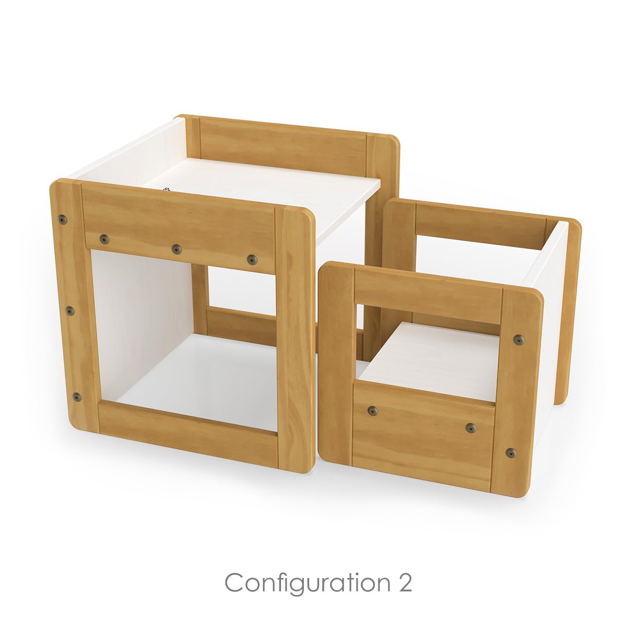 P'Kolino klick Duo Desk - Natural/White - Solid Pine Wood - Multiple Seat and Table Height adjustments to Grow with Your Child