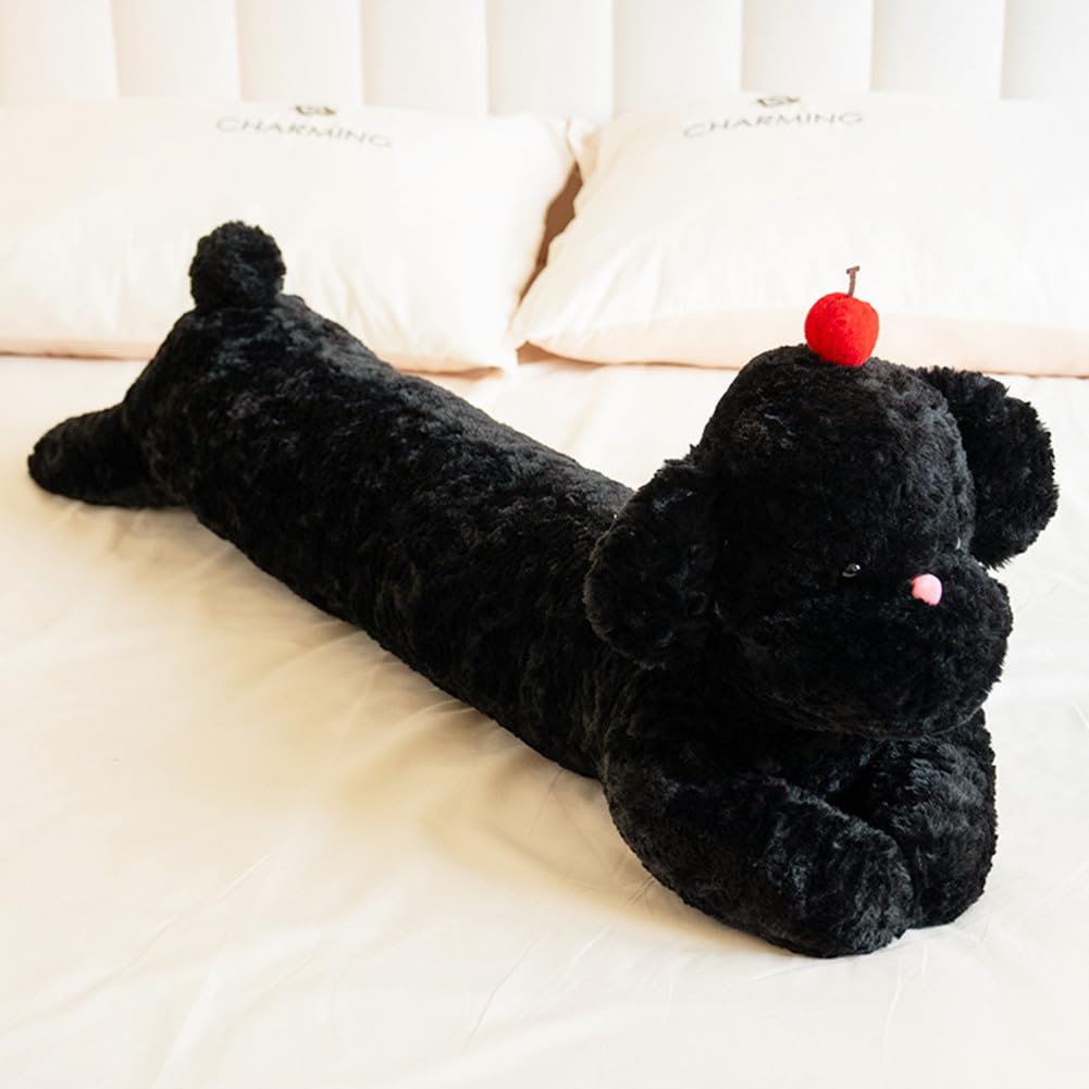 DEWSIL Long Dog Plush Pillow Soft Dog Body Pillow, 41 in Dog Stuffed Animals Plushie Hugging Long Body Throw Sleeping Pillow, Cute Teddy Dog Plsuh Toy for Boys Girls Adults (Black)