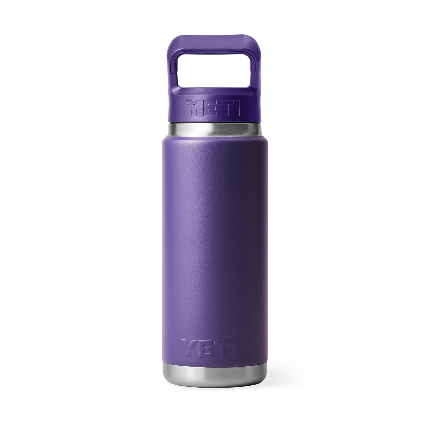 YETI Rambler 26 oz Bottle, Vacuum Insulated, Stainless Steel with Color Matching Straw Cap, Peak Purple