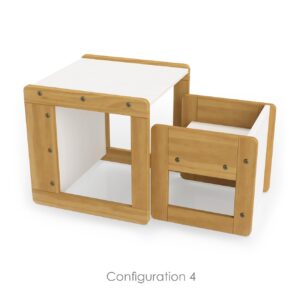 P'Kolino klick Duo Desk - Natural/White - Solid Pine Wood - Multiple Seat and Table Height adjustments to Grow with Your Child