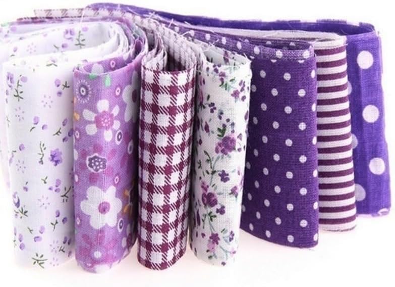 7Pcs Top Purple Cotton Craft Fabric Bundle Squares Patchwork,DIY Sewing Scrapbooking Quilting Floral Dot Pattern Craft and Hobby Fabric,Fabric Arts,Crafts and Sewing10" x 10" (25cm x 25cm)