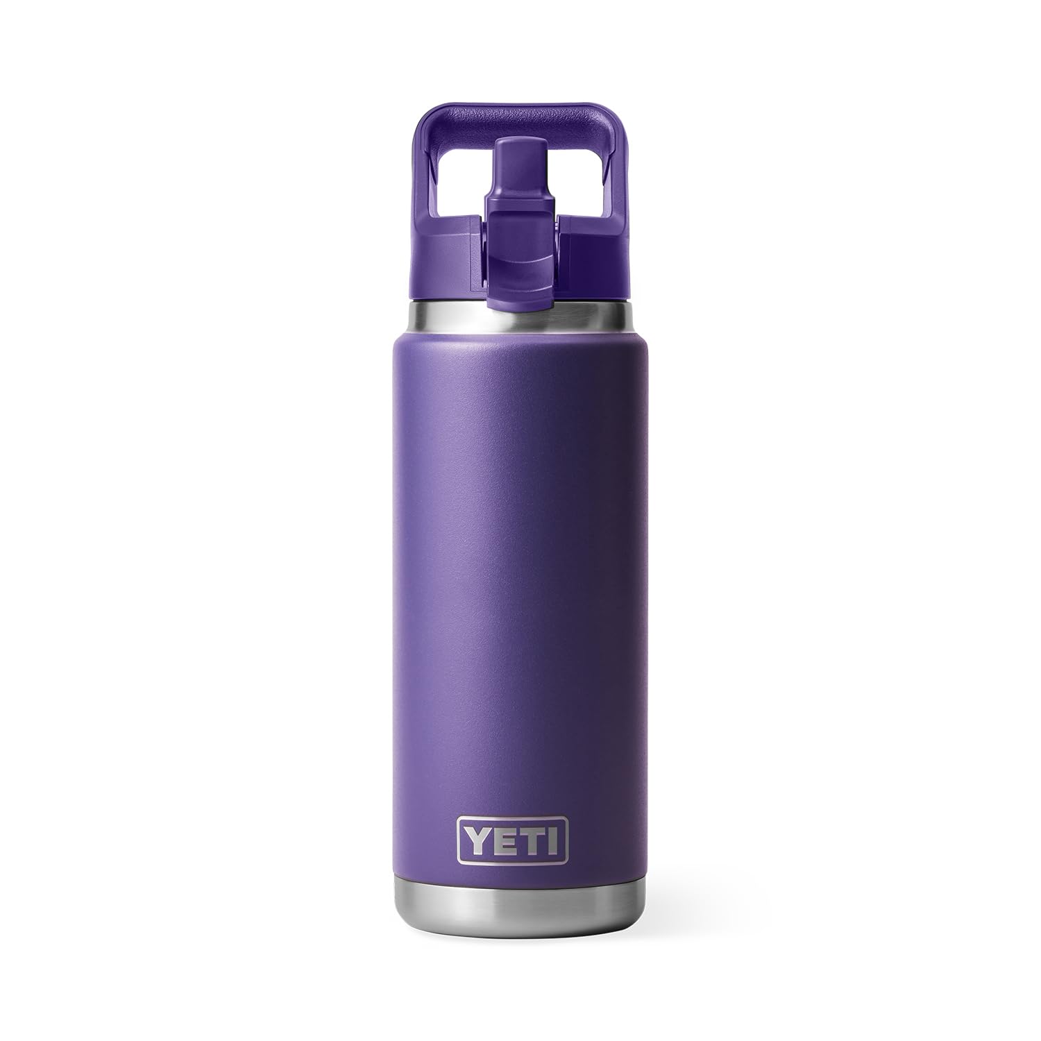 YETI Rambler 26 oz Bottle, Vacuum Insulated, Stainless Steel with Color Matching Straw Cap, Peak Purple