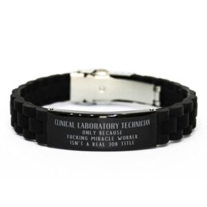 clinical laboratory technician definition black glidelock bracelet gifts for coworker christmas for clinical laboratory technician only because fucking miracle worker isn't a real job title, rude