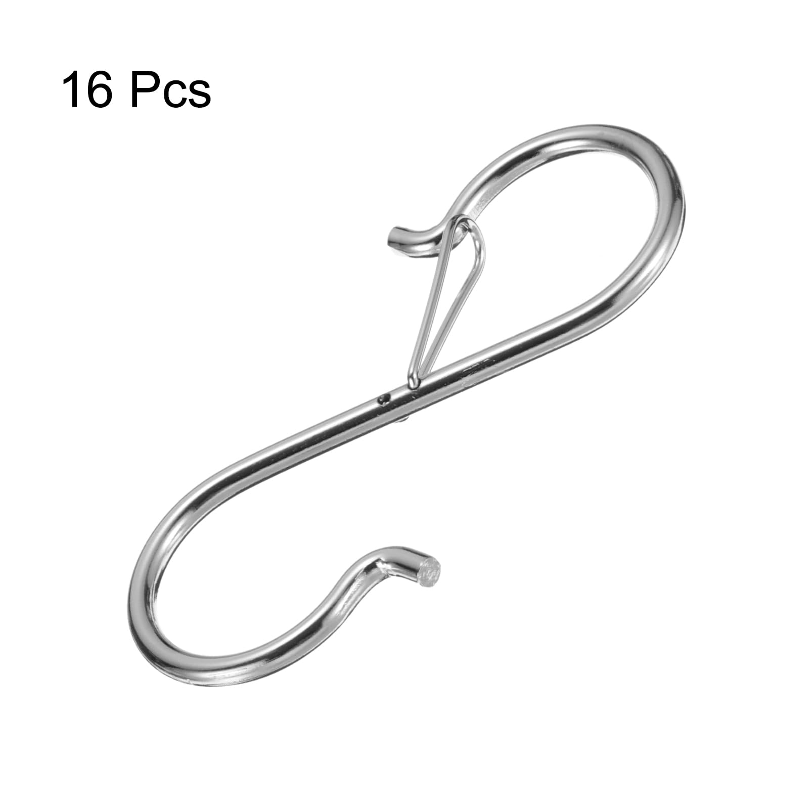 HARFINGTON 16pcs S Hooks 3.5 Inch S-Shaped Metal Hook Hanger with Safety Buckle for Hanging Plants Clothes Pots and Pans Kitchen Utensil Bags, Silver