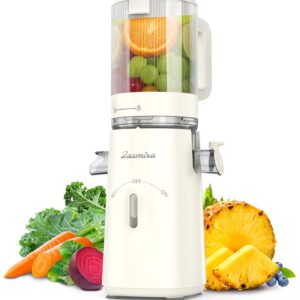 Cold Press Juicer, Updated Masticating Juicer Machines with 5" Feeding Chute Fit Whole Fruits &Vegetables, 99.6% Juice Purity, Streamlined Parts Easier to Clean/1.5L Capacity/2 Cups Included