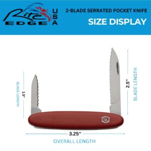 3.25" 2-Blade Trapper Pocket Knife - 440 Stainless Steel, Lightweight EDC Knife with Serrated Blade, Swiss Army Style, ABS Handle, Brass Pins - Ideal for Outdoor and Everyday Carry - Burgundy