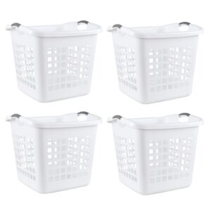 anbers 4-pack large plastic laundry hamper basket, white clothes hamper