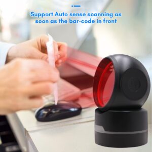 1D 2D QR Desk Wired Barcode Scanner Platform Hands-Free Automatic Sense Reader USB Port Plug&Play Compatible with Window Android System Image CMOS Sensor Suitable for Supermarket Retail