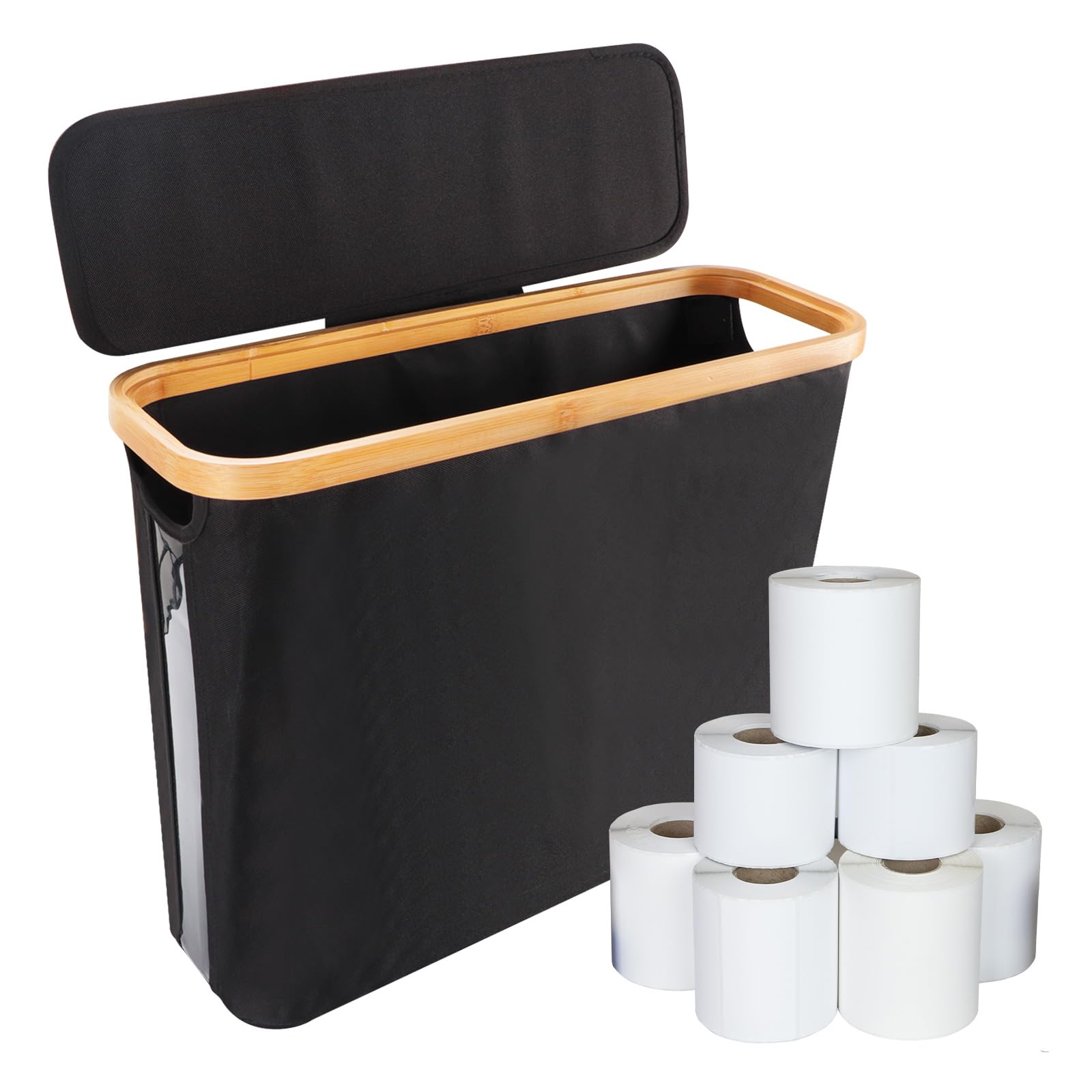 Toilet Paper Basket,Bamboo Toilet Paper Storage with Lid,Toilet Paper Organizer for Bathroom,Free Standing Toilet Paper Holder for 12 Mega Rolls,Toilet Paper Storage Box Container with Handle