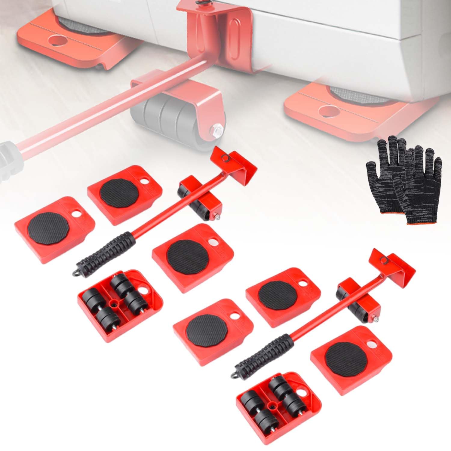 Meesho Furniture Mover, Furniture Movers with Wheels, Furniture Moving Tool, Furniture Lifter Mover Tool Set with Furniture Pads, Furniture Sliders for Moving of Refrigerators (2 Red)