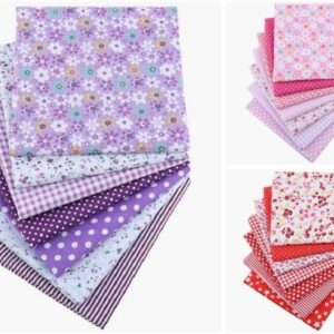 7Pcs Top Purple Cotton Craft Fabric Bundle Squares Patchwork,DIY Sewing Scrapbooking Quilting Floral Dot Pattern Craft and Hobby Fabric,Fabric Arts,Crafts and Sewing10" x 10" (25cm x 25cm)