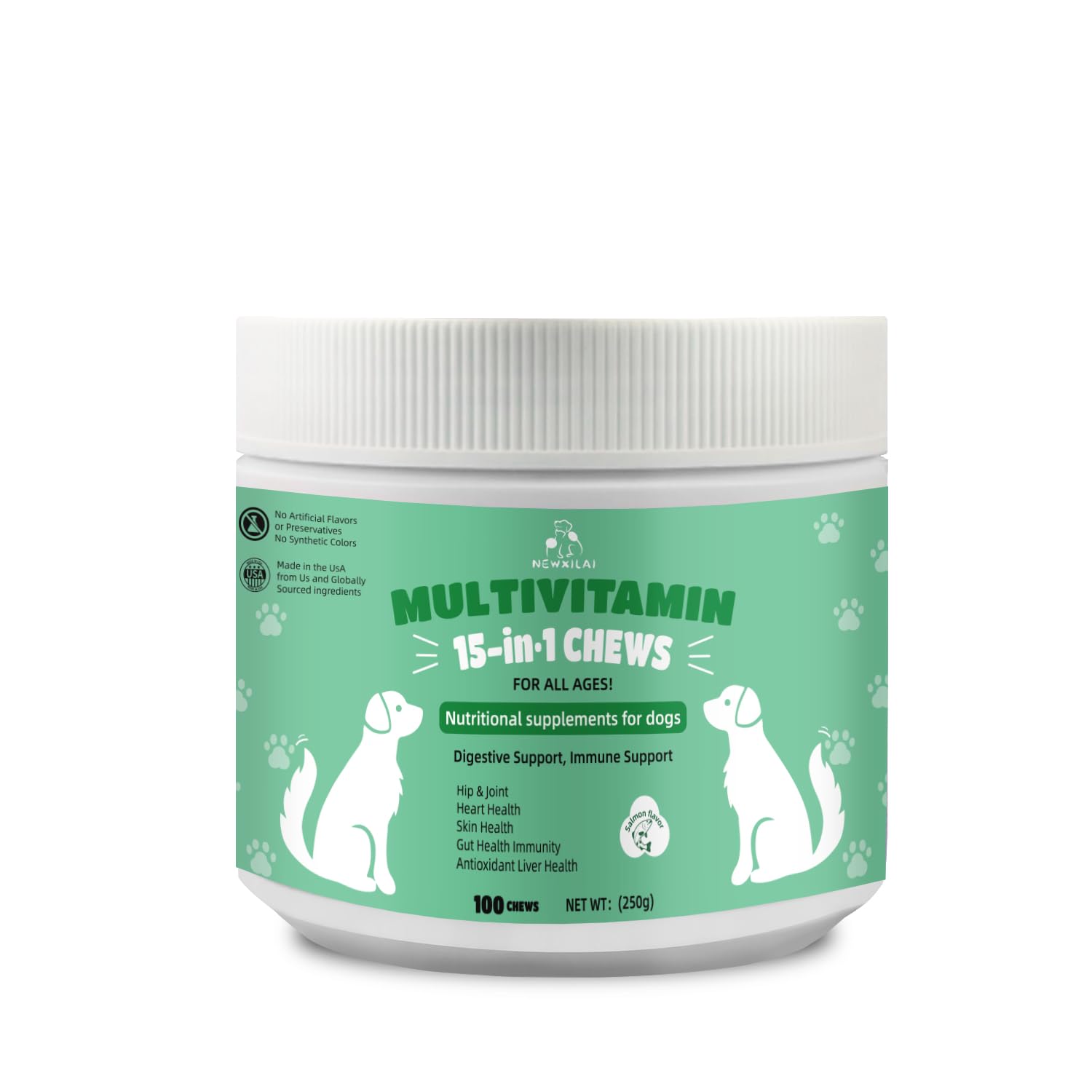 Multivitamin Chews for Dog Supplement-Dog Multivitamin Treats with Glucosamine chondroitin Probiotics Omega Fish Oil Improved Digestion Antioxidants Support Skin Hip Joint with Healthy Immune System