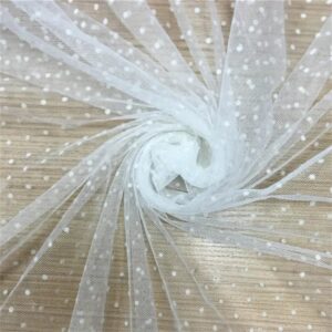 59 inch white polka dot tulle spotted mesh soft stretch fabric suitable for diy handmade doll butterfly wedding veil costume dress craft sewing (white, 1 yard)