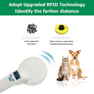 Fockety Pet Microchip Scanner, Animal Microchip Reader Animal Tag Scanner with Large OLED Display, Chip ID Scanner for Animal Pets Pigs Dogs Cats, Long Reading Distance