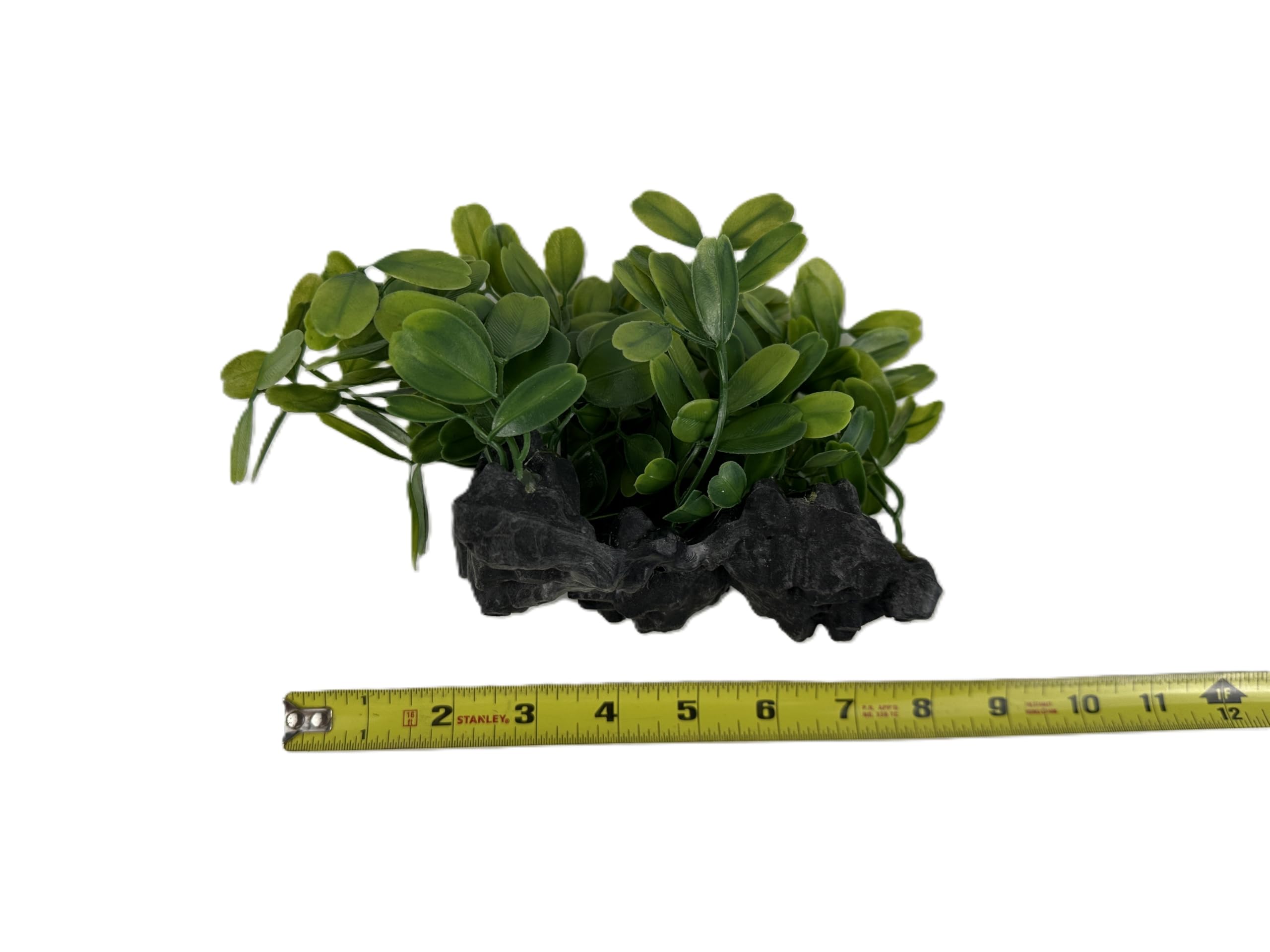 Gingerbread Pet Supply Plastic Anubias Aquatic Plant with Large Weighted Rock