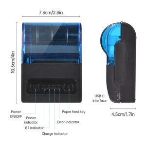 Portable Mini Thermal Printer 2 inch Wireless USB Receipt Bill Ticket Printer with 57mm Print Paper Roll Compatible with iOS Android Windows for Restaurant Sales Retail Stores