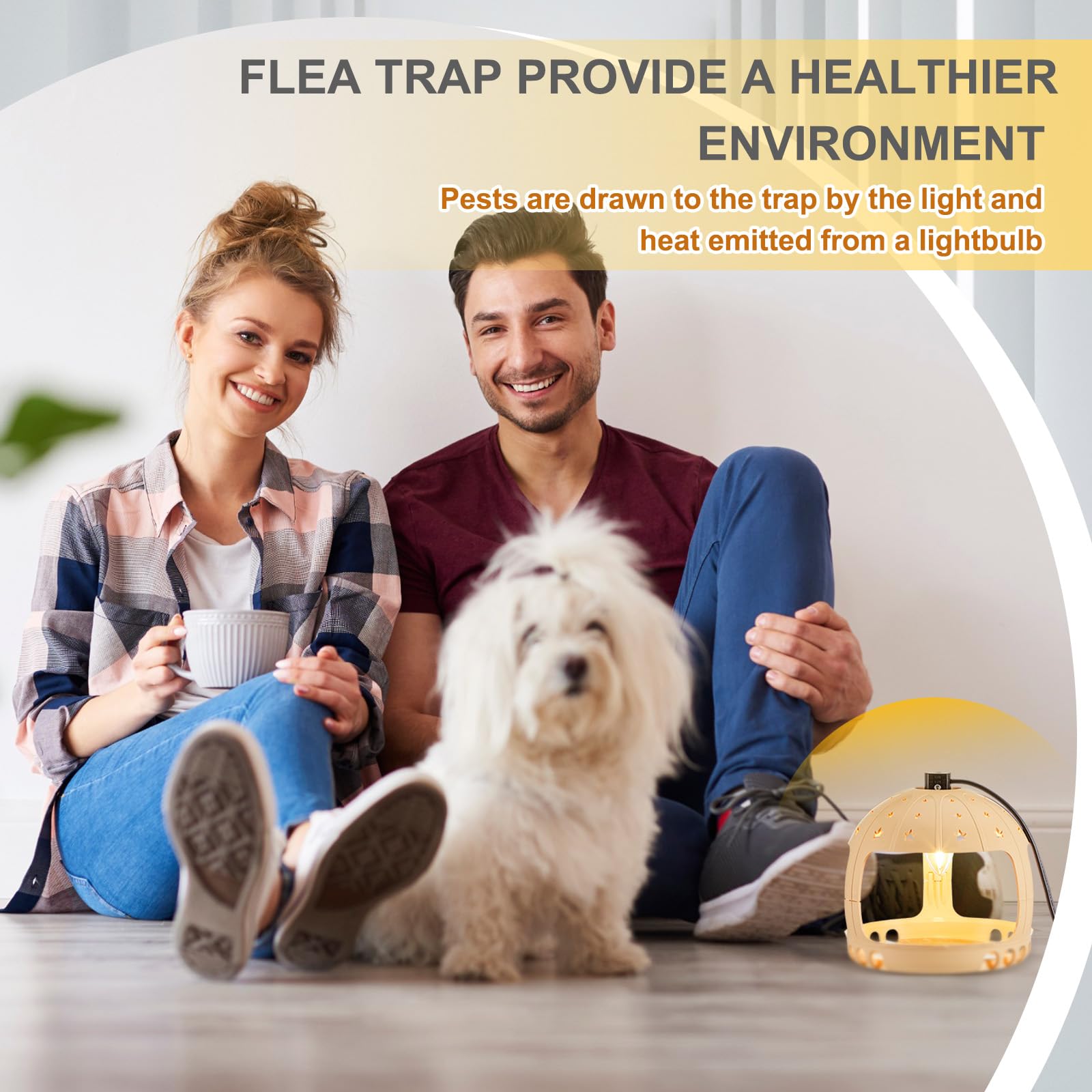 Qualirey 2 Pieces Flea Traps with 12 Sticky Disc 6 Bulbs 2 Electric Wires Flea Traps for Inside Your Home Safe Flea Light Trap for Indoor Safe to Pets