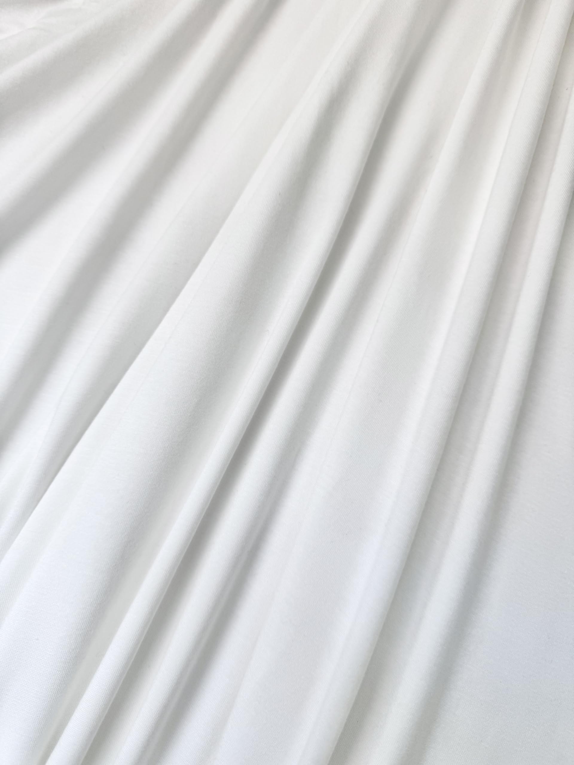 Cotton Jersey Spandex Fabric - Soft - Breathable - All Way Stretch Fabric - Medium Weight - Perfect Choice for Baby Grow, Tshirts, and Cotton Jersey Sheets - 58 Inches Wide - 1 Yard (White)