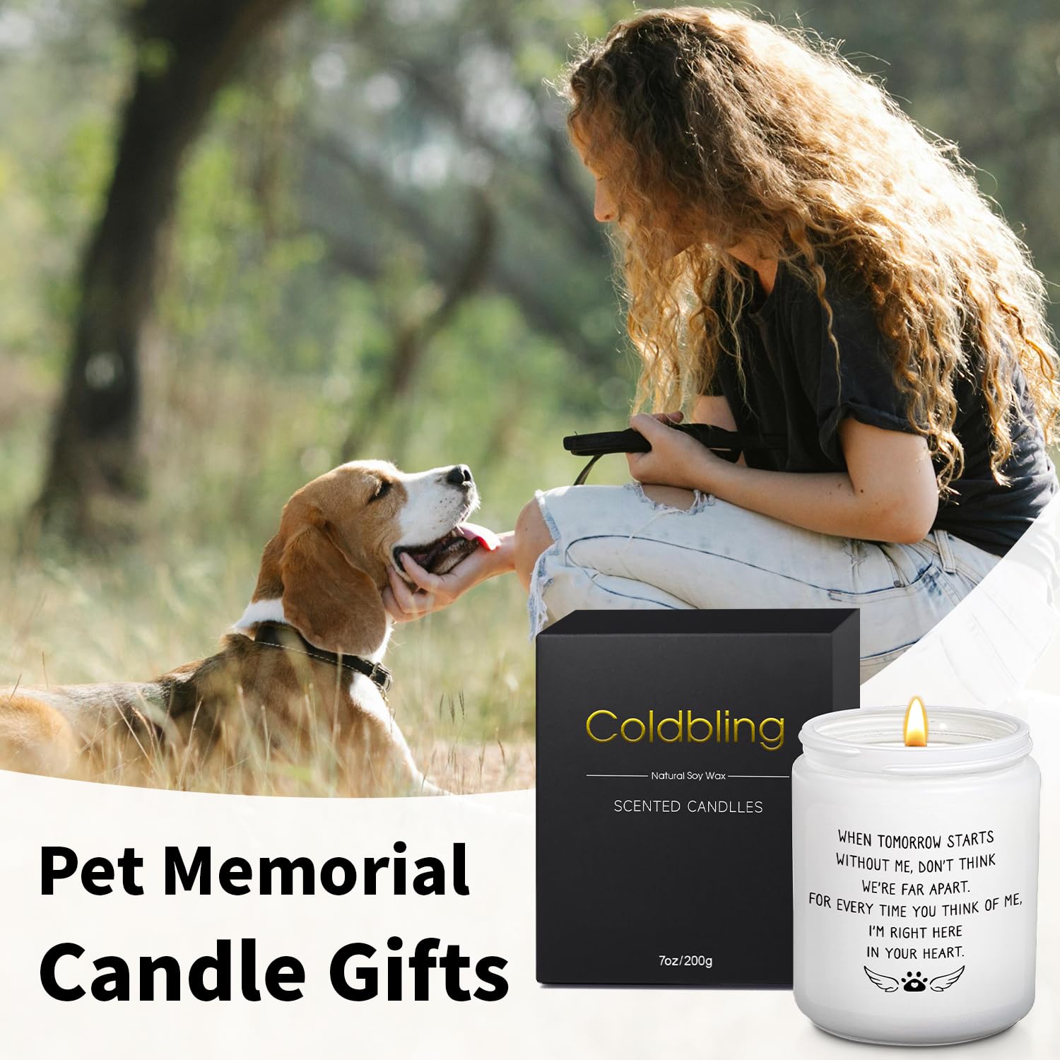 Dog Memorial Gifts for Loss of Dog Cat Pet Grieving Passed Away Gift, Vanilla Scented Pet Memorial Candle Gifts, Pet Loss Sympathy Gift, Pet Dog Remembrance Bereavement Condolence Gift Cat Dog Lover