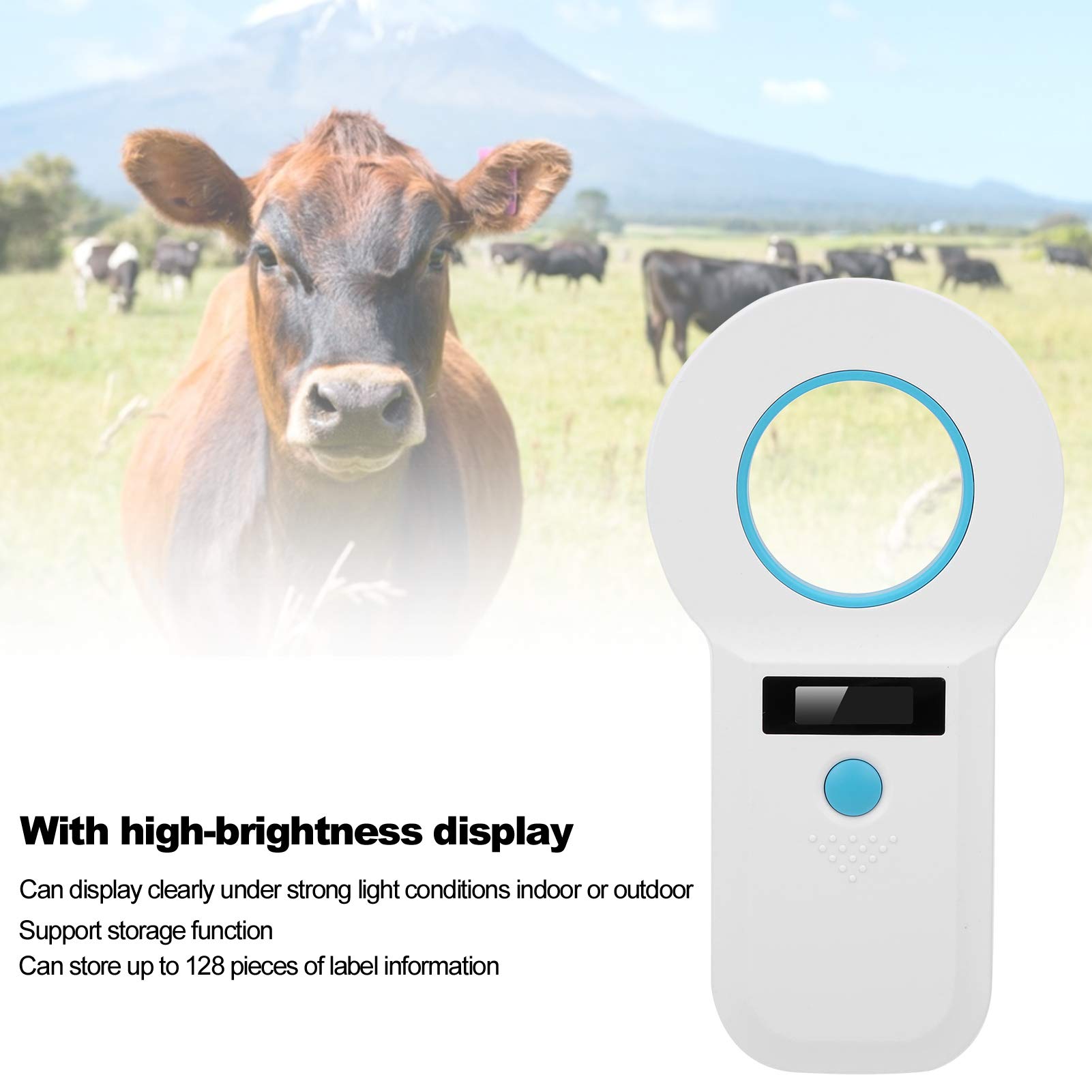 RFID Animal Tag Reader Microchip Scanner - Brightness Display, USB Rechargeable, EMID/FDX - B Support, Ideal for Small Animal