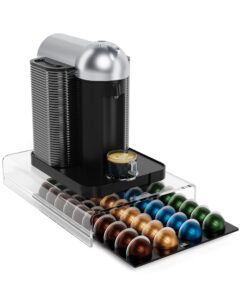 storage drawer for nespresso vertuo coffee pod holder for counter acrylic coffee capsule organizer - 40 pods