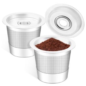 2 pack stainless steel k cup reusable coffee pods compatible with kuerig 1.0 coffee maker, k cup filters refillable coffee pods coffee filters