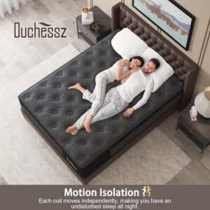 Duchessz Queen Mattress, 14 Inch Hybrid Mattress Black with Gel Memory Foam and Individually Pocket Innerspring Euro Top Mattress Medium Firm for Motion Isolation, Edge Support, 100 Night Trial