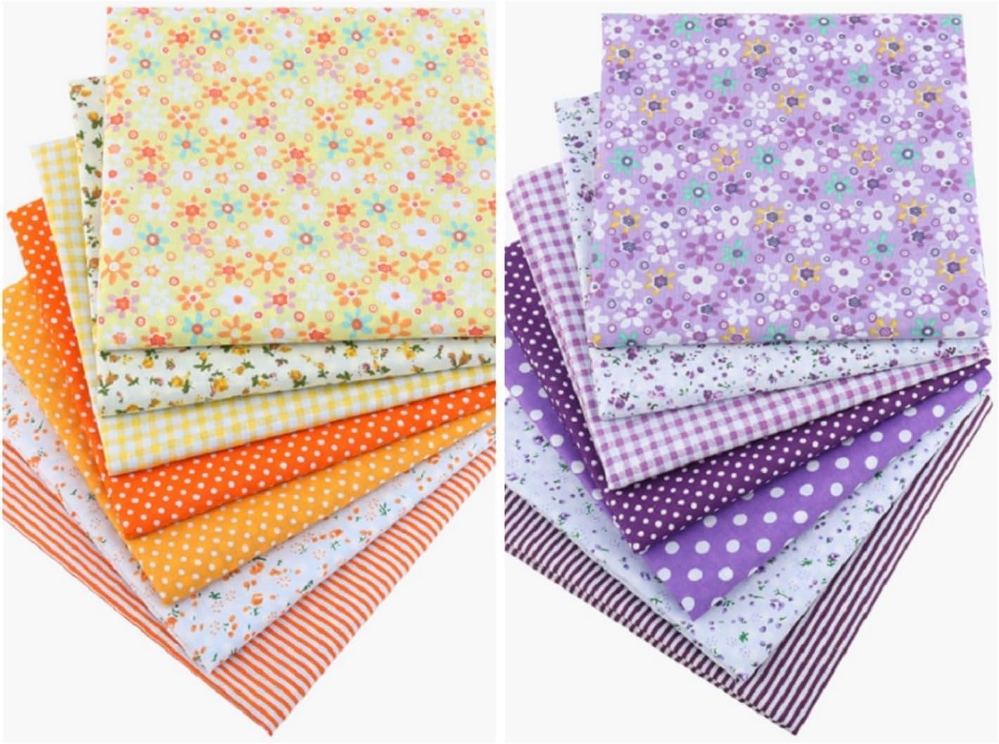 7Pcs Top Purple Cotton Craft Fabric Bundle Squares Patchwork,DIY Sewing Scrapbooking Quilting Floral Dot Pattern Craft and Hobby Fabric,Fabric Arts,Crafts and Sewing10" x 10" (25cm x 25cm)