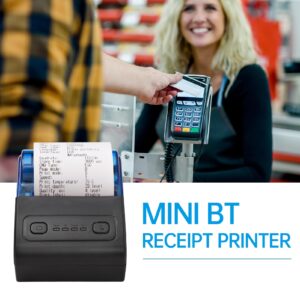 Portable Mini Thermal Printer 2 inch Wireless USB Receipt Bill Ticket Printer with 57mm Print Paper Roll Compatible with iOS Android Windows for Restaurant Sales Retail Stores