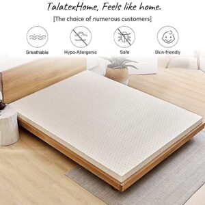 TalatexHome Premium Natural Latex Mattress Topper, Organic Cotton Cover No Memory Foam Chemicals, Help Relief Shoulder & Back Pain (2" King)