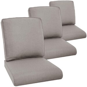 outdoor chair cushions set of 3 - outside durable thick replacement back and seat cushion 22x24 with zipper cover for patio glider rocking chairs loveseat couch – grey/classic