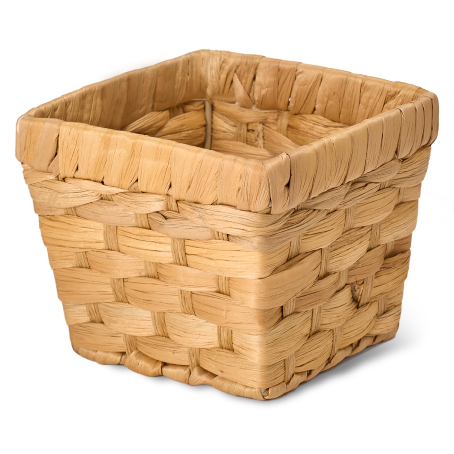 ZenStorage Mini Wicker Trash Can, Handmade Water Hyacinth Countertop Garbage Basket, 0.5Gal/1.5L Small Desktop Waste Bin Compatible for Camping/Vanity/Countertops/Office, 5.7”x5.7”x4.7'' Natural