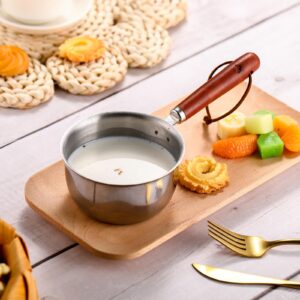 Teenyyou 6 Pcs Mini Saucepan Mini Stainless Steel Soup Pot 10 oz Butter Warmer Pot Mini Milk Warmer Pot with Wooden Handle Small Cooking Pot Sauce Pan Multipurpose Breakfast Soup Coffee Warmer Pot