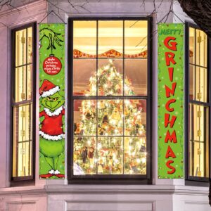 Merry Christmas Porch Banner Christmas Front Porch Welcome Sign Christmas Xmas Winter Holiday Party Decorations-12×71''