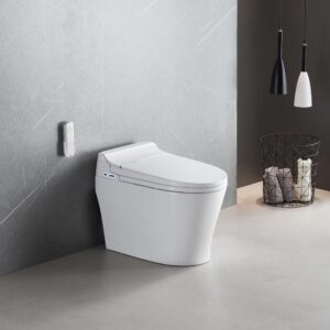 winzo smart toilet with tankless and bidet built in, auto open and close, auto flush, foot sensor operation, integrated multi-function remote control,one piece elongated modern bidet toilet