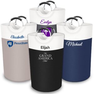 Personalized Laundry Basket, Customized Bulk Laundry Hamper, Collapsible Laundry Baskets for College, Promotional Laundry Basket with Logo, Waterproof XL Laundry Bag with Handles for Hotels 90L-Grey