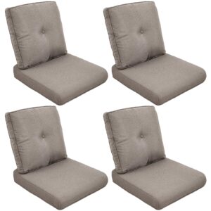 patio chair cushions set of 4 - outside high back thick water-resistant cushion 22x24 with zipper cover for outdoor glider rocking chairs loveseat couch – grey/button