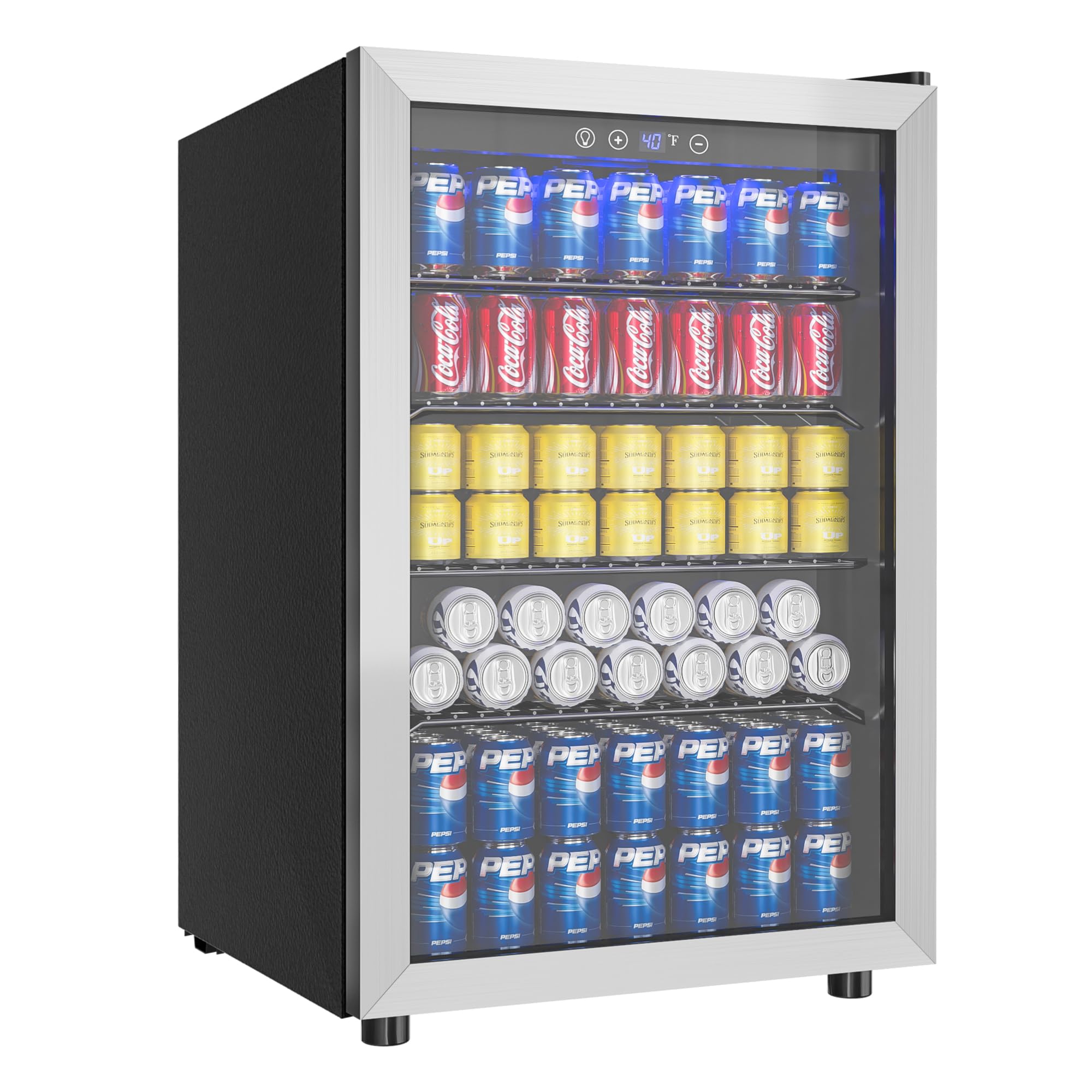 EUHOMY 4.5 Cu.ft Beverage Refrigerator and Cooler, 145 Can Mini fridge with Glass Door for Soda Beer Wine, Small Drink Dispenser with Digital Adjustable Thermostat for Home Office Bar