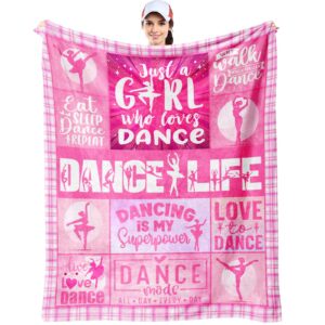 dance gifts for girls throw blanket 60" x 50", dancer gifts for teen girls, ballet gifts for girls, dance recital gifts for girls, best gifts for dancers girls teens/ballerina/dancers/dance team