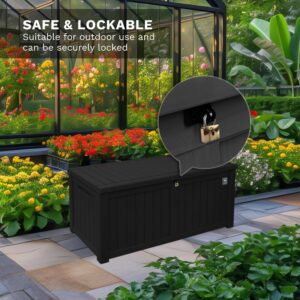 230 Gallon Large Outdoor Storage Box, Durable Deck Boxes Outdoor Waterproof, Resin Waterproof Deck Box for Patio Furniture Outdoor Cushions Garden Tools and Pool Storage (Black, 120 Gallon)