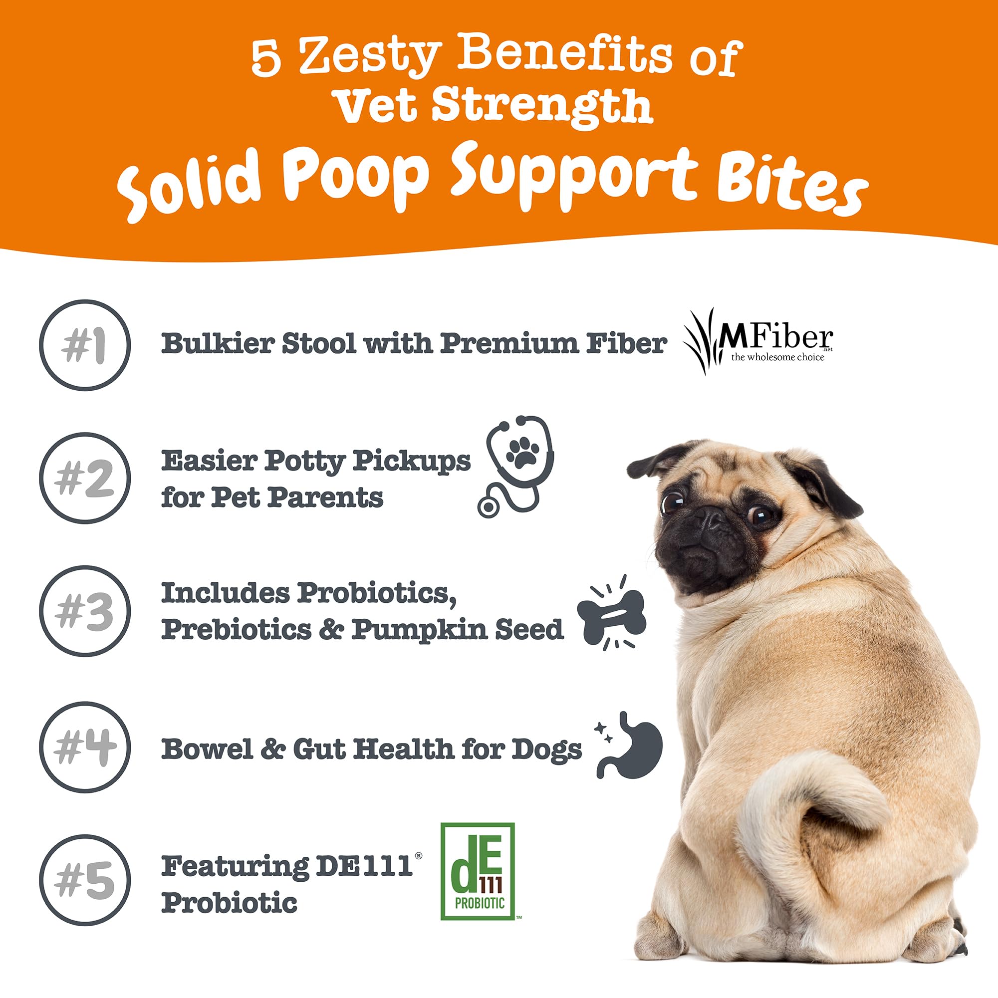 Zesty Paws Solid Poop Support Bites for Dogs - Dog Stool Hardener - Pumpkin for Dogs Dog Fiber Supplement, Prebiotics & Probiotics - Veterinarian Formulated Chews - Diarrhea Relief for Dogs - 90 Ct